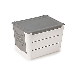 Snips Potato, Onion and Vegetable Keeper Food Storage Container, 10.2" x 7.87" x6.89", White/Gray