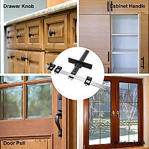 HODRME Cabinet Drawer Drilling Template Jig-Door Handles and Knobs Hardware Punch Locator for Easy Installation-Professional Measuring Woodworking Tool (Aluminum+Stainless Steel+ABS)