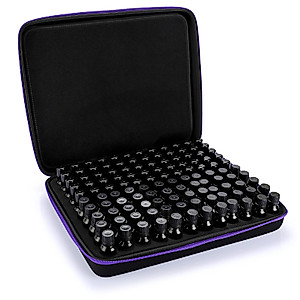 Hipiwe 120 Bottle EVA Essential Oil Storage Carrying Case Hard Shell Exterior Essential Oils Organizer Holder Traveling Bag with Foam Insert, Holds 5ml 10ml 15ml Essential Oils (X-Large, Black+Purple)