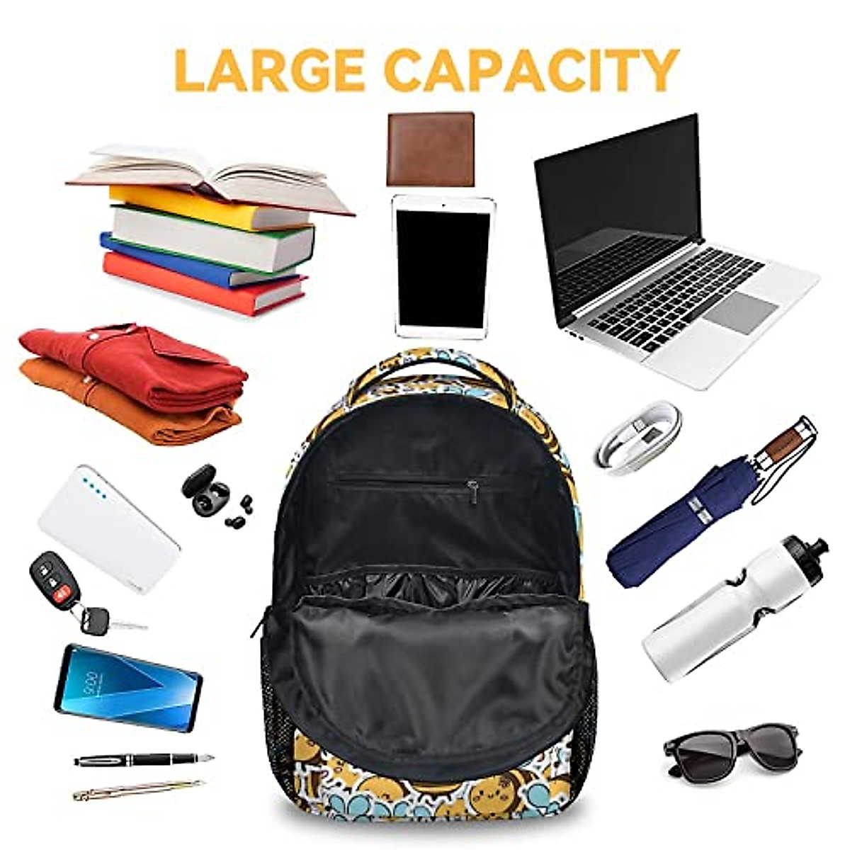 CUNEXTTIME Bee Backpack for Girls Boys, 16 Inch Cute Bookbag with Large Capacity, Durable Lightweight Travel Laptop School Bags