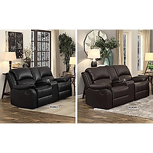 Homelegance Clarkdale Double Glider Reclining Loveseat with Console, Black