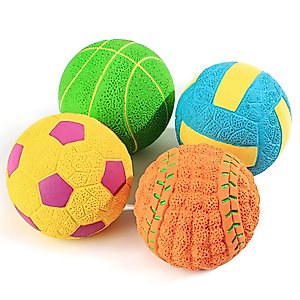 SCHITEC Squeaky Dog Toys, [4 Pack] Interactive Dog Balls with Squeaker for Medium Dogs, 2.8'' Soft Latex Rubber Bouncy Fetch Play Ball Toy