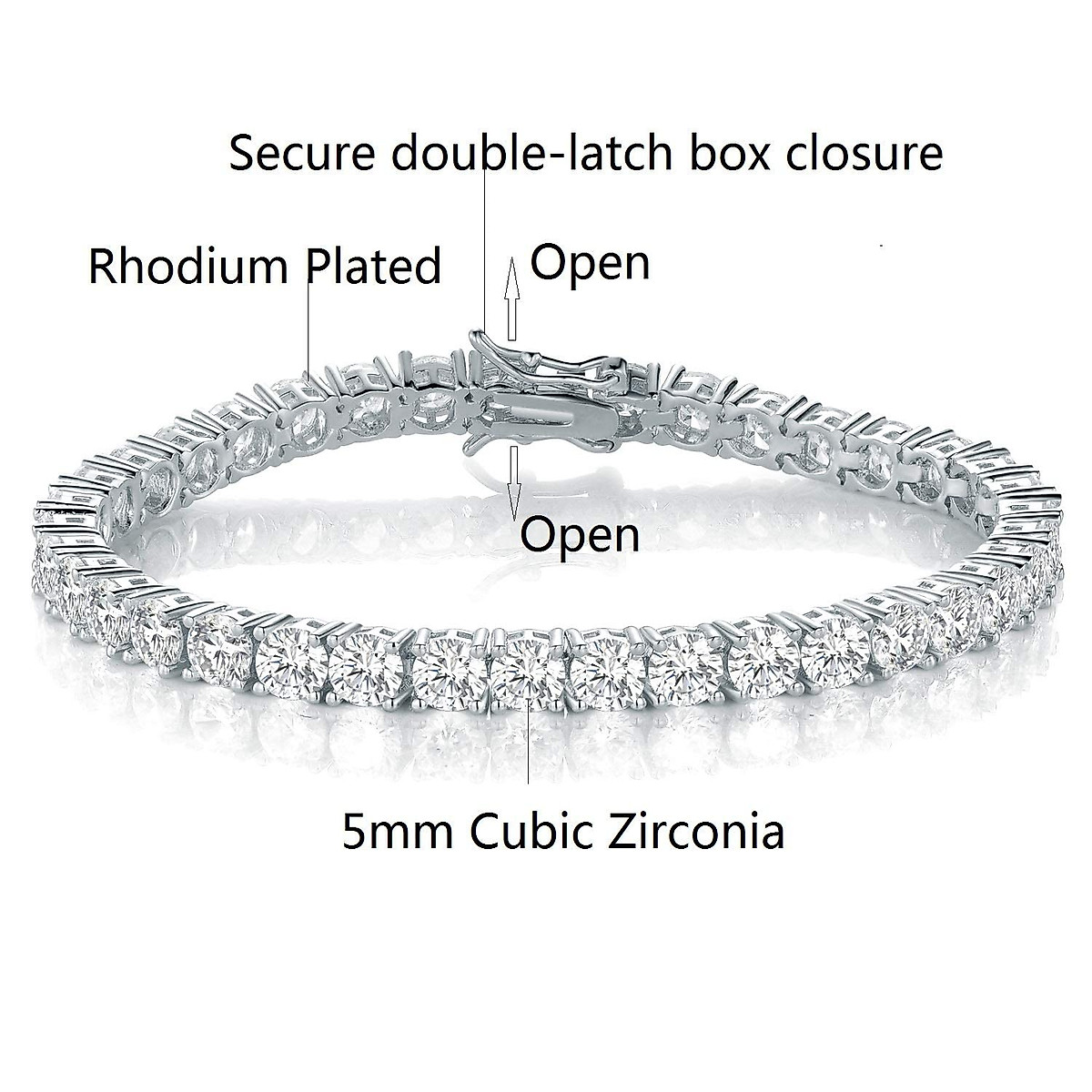 Gemsme 5MM Tennis Bracelet for Women Men, 18K White Gold Plated 5mm Round Cubic Zirconia Classic Tennis Bracelet