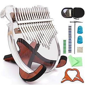 Kalimba 17 Keys Crystal Clear Thumb Piano with EVA Bag & Wooden Stand,Aebor Kalimba Finger Piano Thumb Instrument,Musical Gifts for Kids Adult Beginners (Bear Shape)