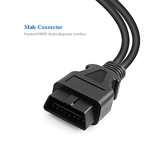 Outzone OBDII Extension Cable 16 Pin Splitter Y Cable 30cm/11.8inches Male to Dual Female Cord Compatible for All OBD2 Vehicles