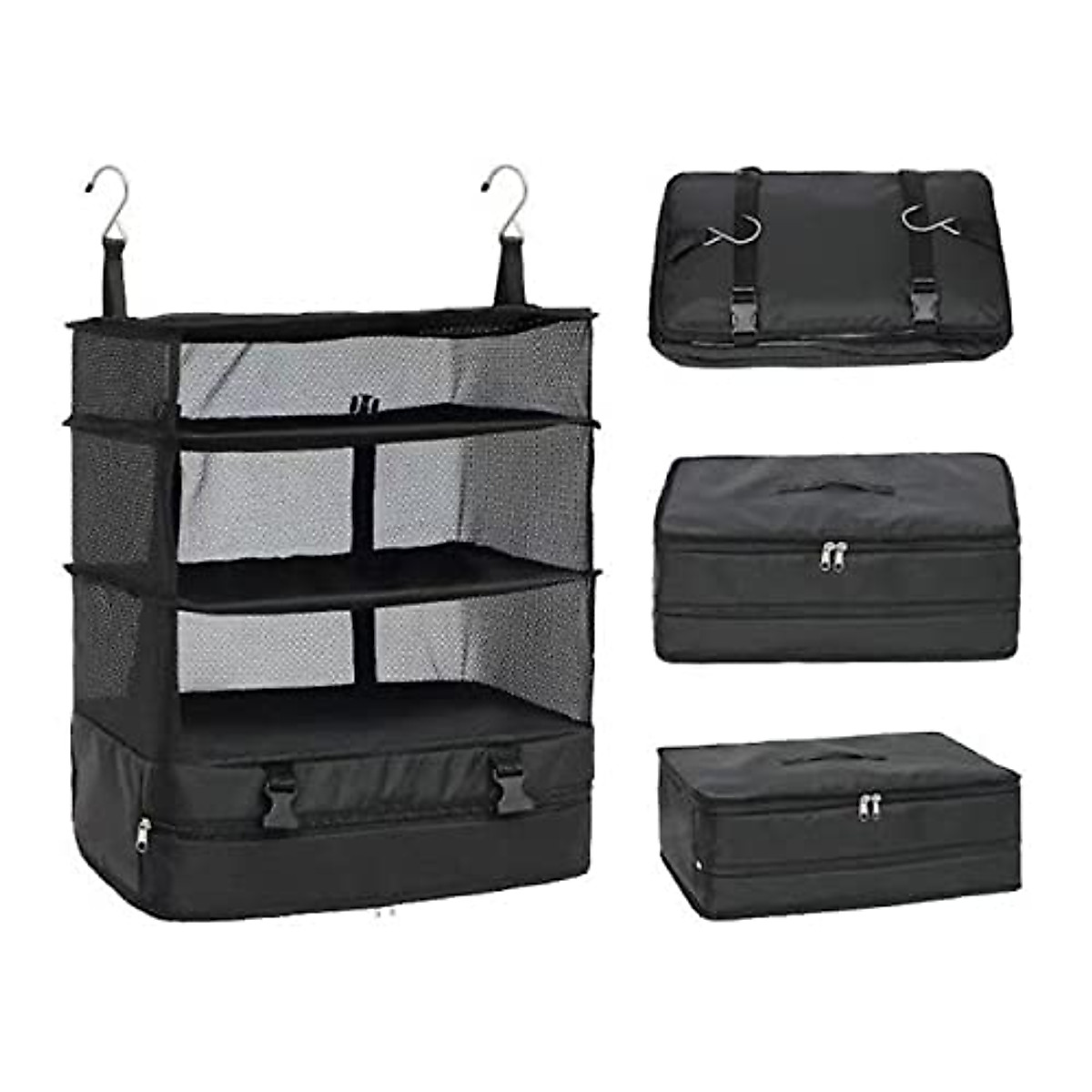 4 Shelf Closet Hanging Organizer, Hanging Closet Storage with Zipper Pocket, Closet Organizers and Storage Shelves for Travel Organizer