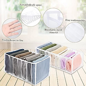 18 Pcs Drawer Organizers for Clothing Wardrobe Clothes Organizer Divider Foldable Mesh Closet Organizers and Storage for T-shirt, Jeans, Pants, Sock, Underwear, Bra (7 Grids, big and small)