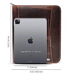 Leather Portfolio Binder, Professional Organizer Padfolio – Resume Folder, Business Card & Document Holder, Portfolios for Men & Women, Office & Business Supplies by Luxeoria | (Large - Brown)