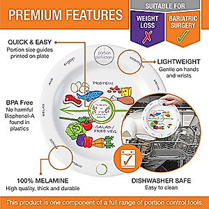Bariatric Surgery Bowl + 8 inch Plates - Melamine twin Set Protects Stomach Pouch Size for Calorie Controlled Weight Loss For Post Sleeve Gastrectomy, Gastric Bypass, Bariatric Surgery must haves