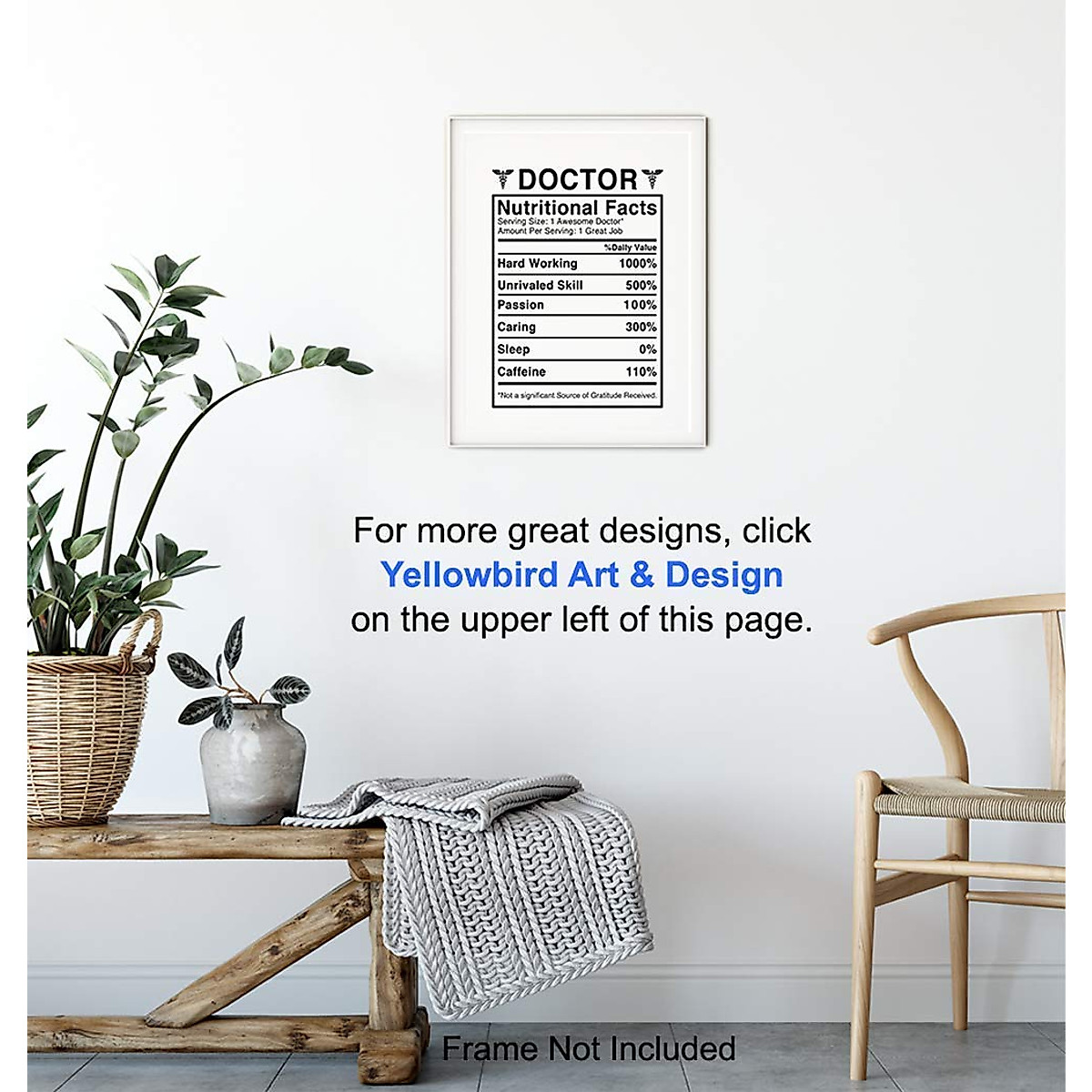 Doctor Nutritional Facts Wall Art - Funny 8x10 Room Decor, Home Decoration for Medical Clinic or Office - Unique Gift for Dr, Physician, Med Student - Unframed Poster Picture Sign Print