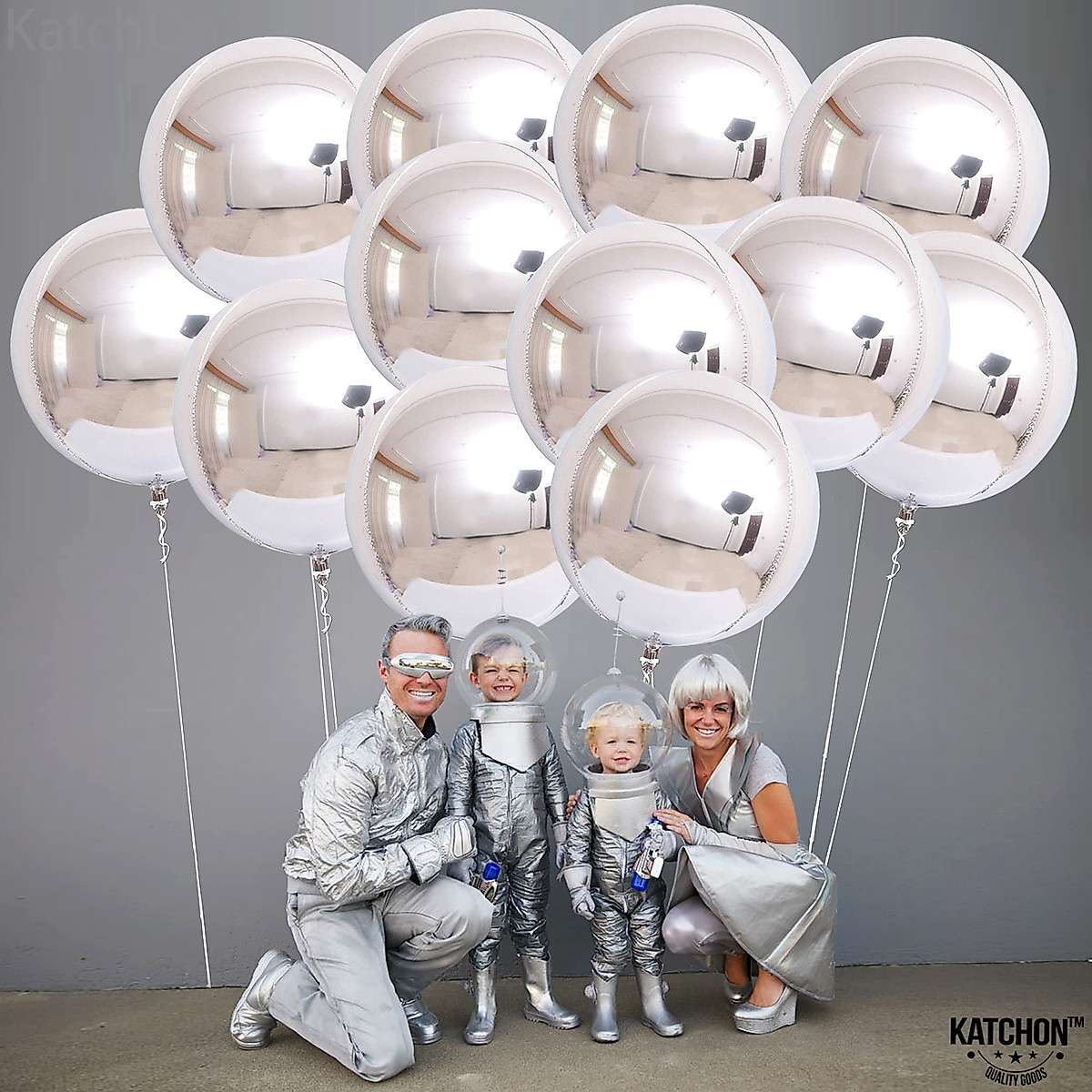 KatchOn, Big Silver Mylar Balloons - 22 Inch, Pack of 12 | Silver Foil Balloons | Silver Balloons, Silver Chrome Balloons | Mirror Balloons, New Years Balloons for New Years Eve Party Supplies 2025