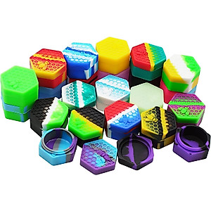 KUVIS 26ml Hexagon Silicone Wax Containers Concentrate Non-stick Jars (5)