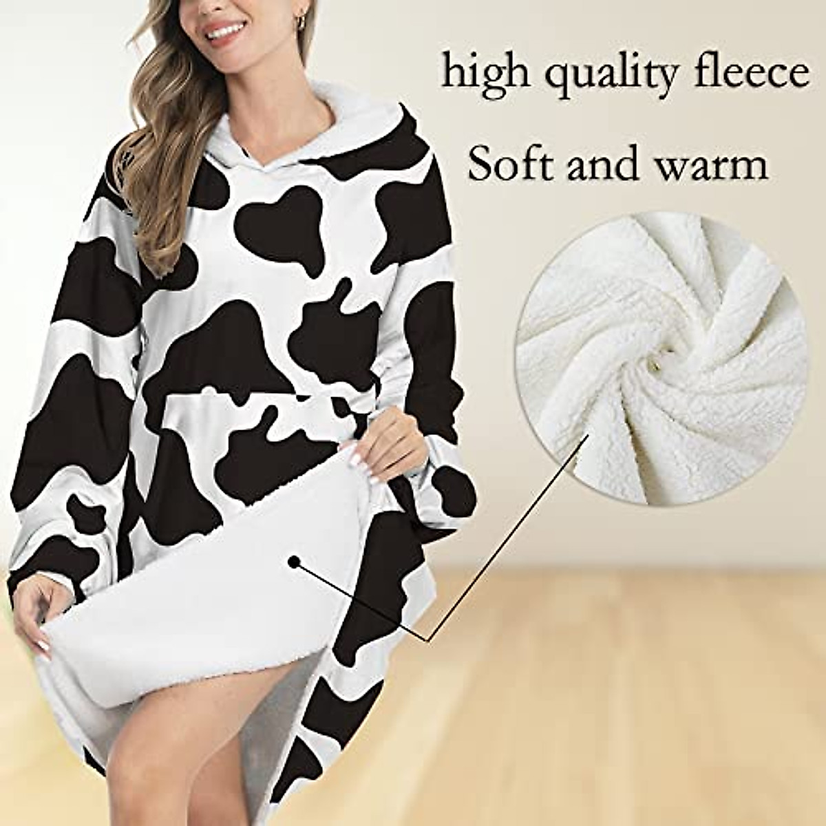 Darrenvan Wearable Blanket Hoodie Adults Kids Original Printing Winter Sweatshirt Oversized Cozy Flannel Warm Sherpa Hooded Idea