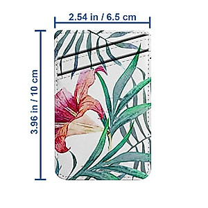 Diascia Pack of 2 - Cellphone Stick on Leather Cardholder ( Flowers Watercolor Lily Tropical Pattern Pattern ) ID Credit Card Pouch Wallet Pocket Sleeve