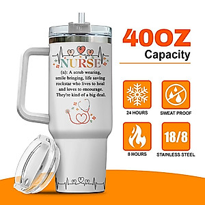 99WHALE Funny Coffee Women Nursing Nurses For Week Cups Handle Tumblers White Straws Student Er, Nurse Gifts, Tumbler 40 Oz With Handle Lid And Straw, Nurse Encourage Nutrition Facts