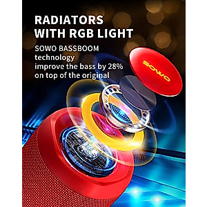 SOWO Portable Bluetooth Speaker, Waterproof Speaker IPX7, 25W Loud Wirelss Speaker with Big Audio and Punchy Bass, Outdoor Bluetooth Speaker for Party, Beach, Travel, Girls Gifts - Red