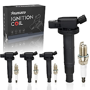 RANSOTO UF333 Ignition Coil & 7092 Iridium Spark Plugs Compatible with 2001-2012 Scion tC xB Toyota Camry Corolla Highlander Matrix RAV4 Solara Lexus HS250h 2.4L Set of 4