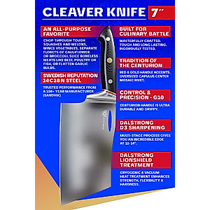 Dalstrong Meat Cleaver Knife - 7 inch - Centurion Series - Swedish 14C28N High Carbon Stainless Steel - G10 Handle - Razor Sharp Giftable Meat Cutting Knife - w/Sheath
