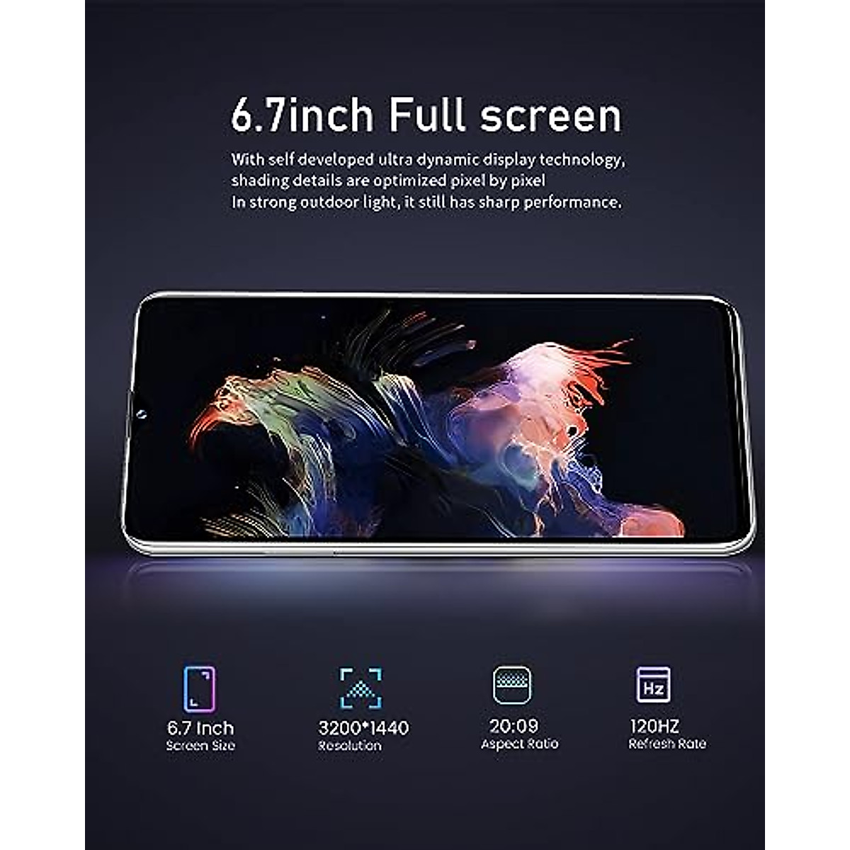 SANSHREUNI K60 Unlocked Cell Phones, 6GB+256GB Android 13 Unlocked Phone, 6.7" Screen+ Display 120HzD, 64MP Camera, Octa-Core CPU, 5500mAh Battery, GPS, AI Face, Dual SIM 5G Phone (White)