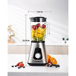Blender for Shake and Smoothies, SHARDOR Powerful 1200W Countertop Blender for Kitchen, 52oz Glass Jar, 3 Adjustable Speed Control for Frozen Fruit Drinks, Smoothies, Sauces & More, Sliver