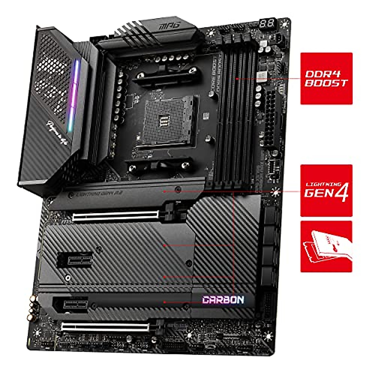 MSI MPG X570S Carbon MAX WiFi Gaming Motherboard (ATX, AMD, Socket AM4. DDR4, PCIe 4, CFX, M.2 Slots, Wi-Fi 6E)