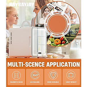 KAYBAYJAY Skincare Fridge With Dimmable LED Light Mirror, 4L Makeup Mini Fridge for Bedroom, Car, Office & Dorm, Cooler & Warmer, Portable Mini Fridge for Cosmetics, Skin Care and Food (White)