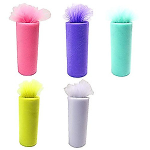 Yuanchuan Solid White Tulle Rolls 6 inch x 25 Yards (75 feet) Solid Color for Table Runner Chair Sash Bow Pet Tutu Skirt Sewing Crafting Fabric Wedding Birthday Ribbon (White)