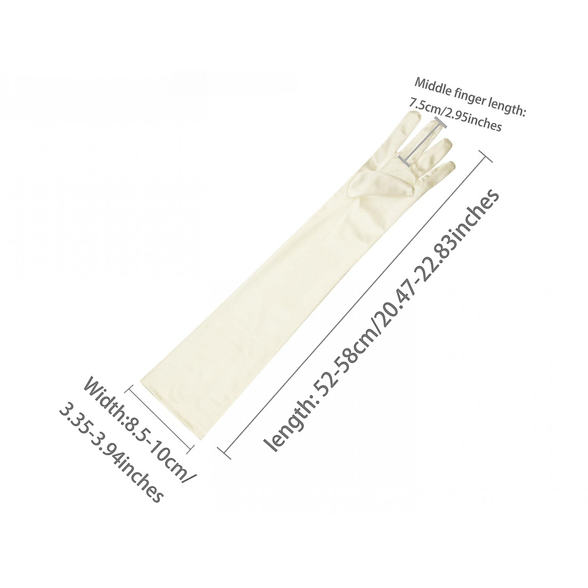 Allegra K Women's Long Gloves 1920S Evening Party Full Finger Mittens Elegant Opera Glove One Size Shiny Beige