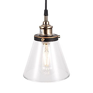 GRUENLICH Pendant Lighting Fixture for Kitchen and Dining Room, Hanging Ceiling Lighting Fixture, E26 Medium Base, Metal Construction with Clear Glass, Bulb not Included, 2-Pack
