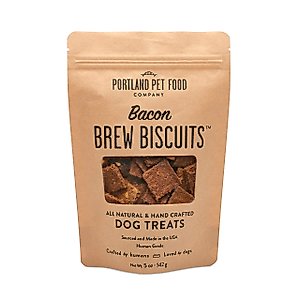 CRAFTED BY HUMANS LOVED BY DOGS Portland Pet Food Company Bacon Brew Biscuit Dog Treats (1 Pack, 5 oz Bag) – All Natural, Human-Grade, USA-Sourced and Made