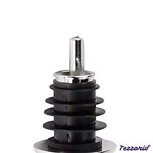 (Pack of 12) Free-Flow Liquor Bottle Pourer, Plastic Bottle Pourer with Chrome Finish, Liquor Pour Spouts by Tezzorio