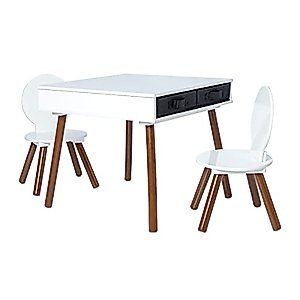 Milliard Kids Mid Century Modern Table and Chair Set Wooden with Storage Baskets, Activity Playset Furniture - for Kids and Toddlers