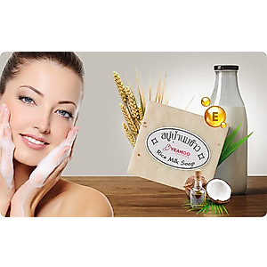 Yeahgoshopping Original Rice Milk Soap Bar Thailand Jasmine Natural Soap 60 - 65 Grams Handmade Gluta Collagen Douro Jabon Douro Real Fuentes Pourres Grade White Moisturizing Organic Soap For Men Women Hand Soap, Body Bath Soap, Face Soap | Contain Coconu