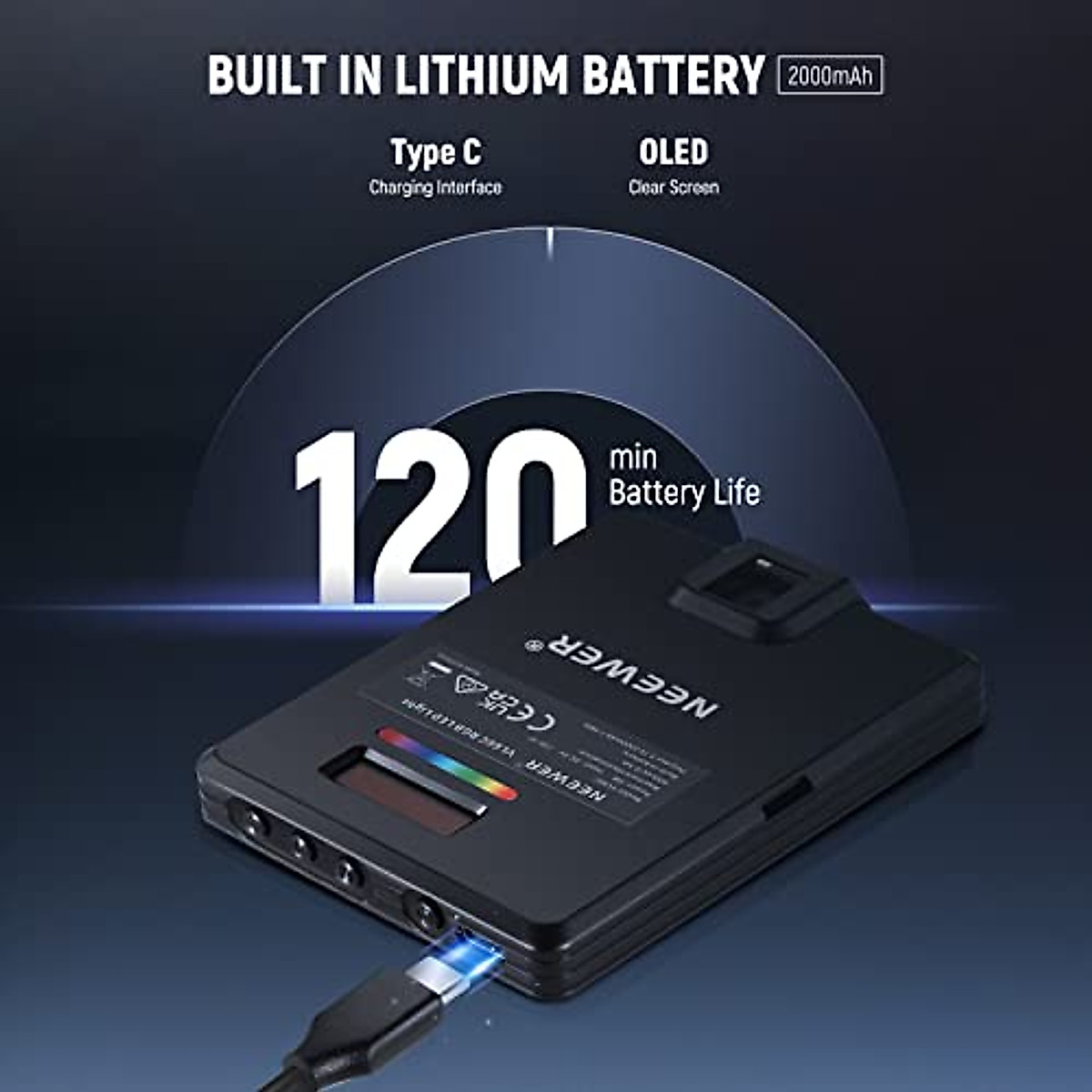 NEEWER RGB LED Light for Phone with Phone Holder & Light Clip, Dimmable CRI 97+ 3 Modes Phone Light, Built in 2000mAh Battery for Tablet/Laptop/Video Conference/TikTok/Selfie/Vlog/Live Stream, VL66C