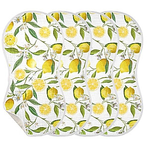 vvfelixl Muslin Burp Cloths Lemon Flowers Baby Washcloths for Baby Girl Boys 2 Pack White