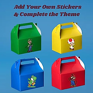 Hammont Party Favors Paper Treat Boxes (10 Pack) Blue Colored Paper Containers & Boxes Treat Container Cookie Boxes Cute Designs Perfect for Parties and Celebrations 6.25" x 3.75" x 3.5"