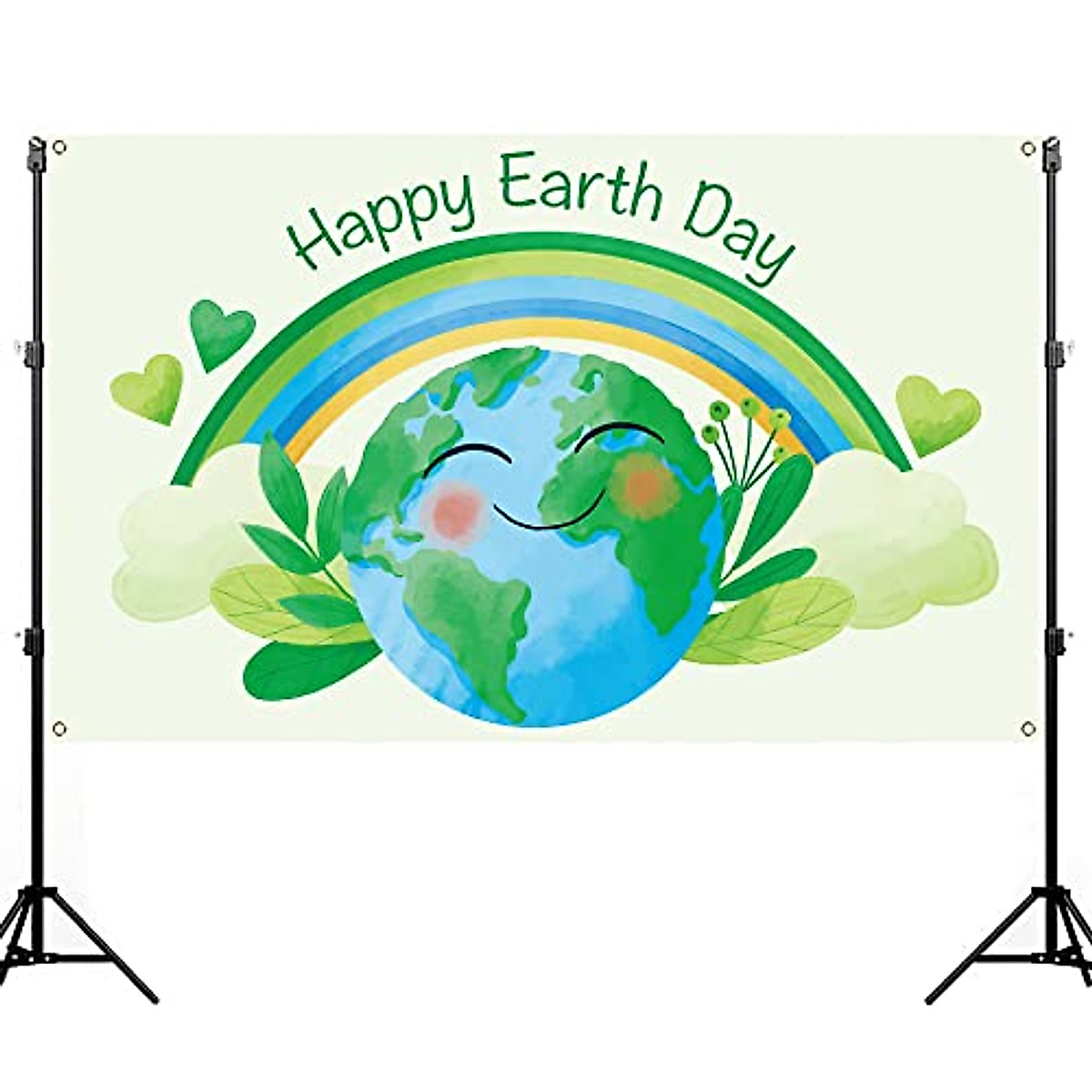Nepnuser Happy Earth Day Photo Booth Backdrop April 22 Travel Themed Party Decoration Recycle Eco Global Health Cool Wall Decor for School Classroom -5.9×3.6ft