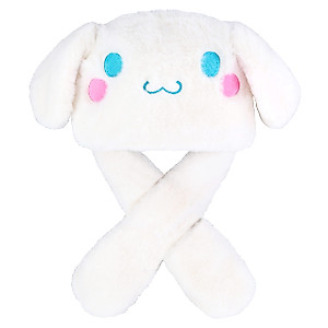 Roffatide Anime Cinnamoroll Dog Ear Moving Jumping Hat Fluffy Beanie Cap Soft Warm Winter Head Wear Cute Hats for Women Beige