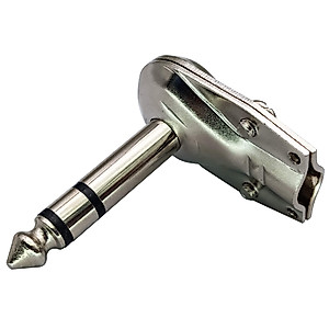 AAOTOKK Right Angle 6.35MM Adapter Golden Plated 90 Degree 3 Pole 6.35mm 1/4 Inch Stereo TRS Male Flat Pancake Style Plugs Connectors for Speaker,Patch Cable,Guitar(4 Pack/3 Pole)