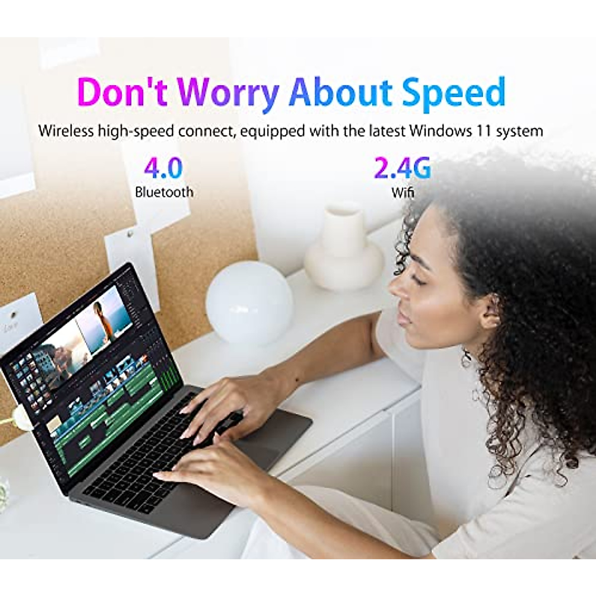 WAKST 14.1'' Windows 11 Laptop , Intel Celeron N3350 , 1920x1080 FHD IPS Display, Ultra Slim Notebook PC, with 4GB RAM BT4.2, Work Study Computer