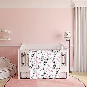 Personalized Cute Panda Printed Minky Baby Blanket with Name, Custom Panda Hearts Patterns Toddler Bedding Blanket for Baby Girls, Birthday Gifts for Newborn Infant, 30" X 40"