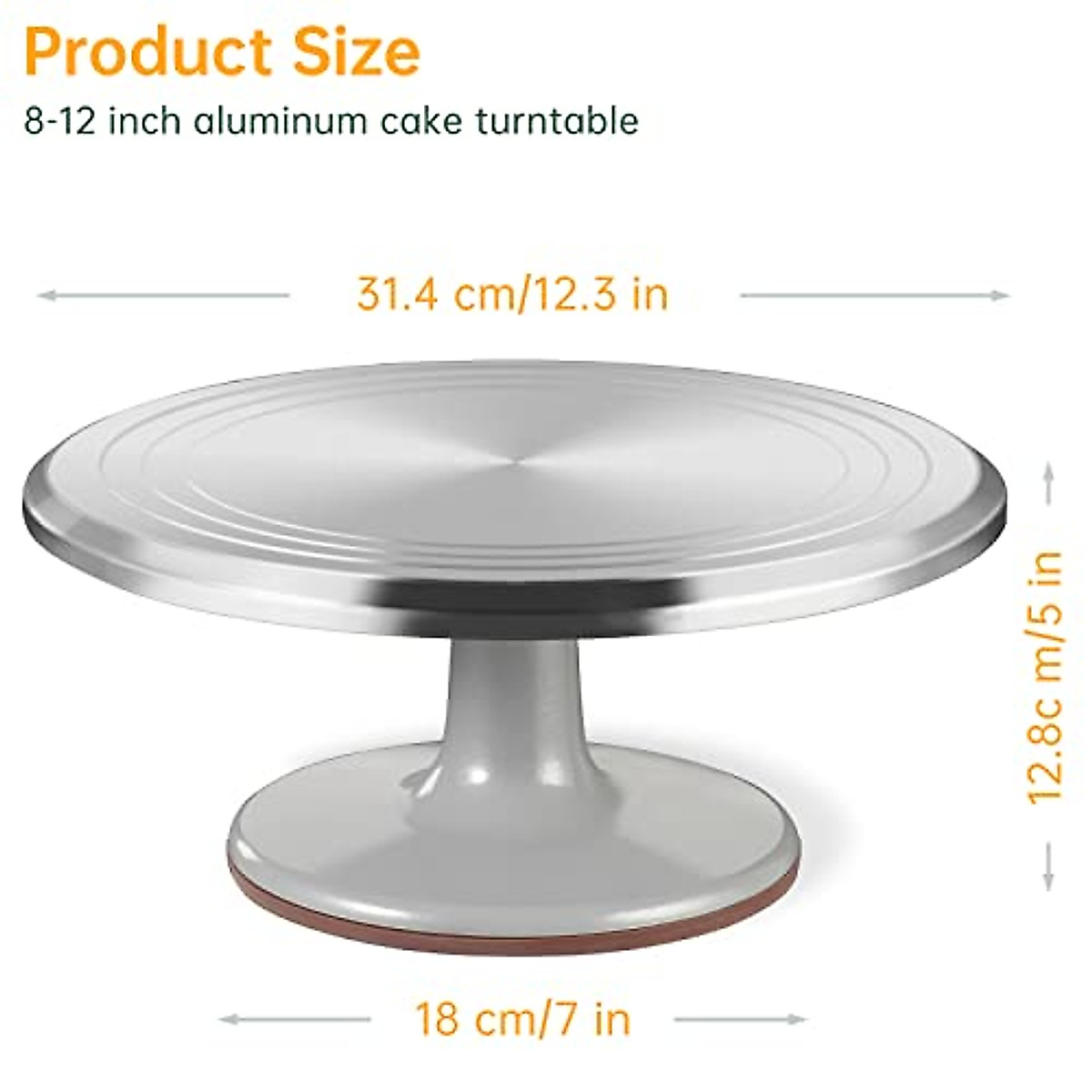 12 Inch Round Aluminum Revolving Cake Decorating Stand,Cake Turntable, Rotating Cake Stand,for Cake,Pastries and Cake Decorations