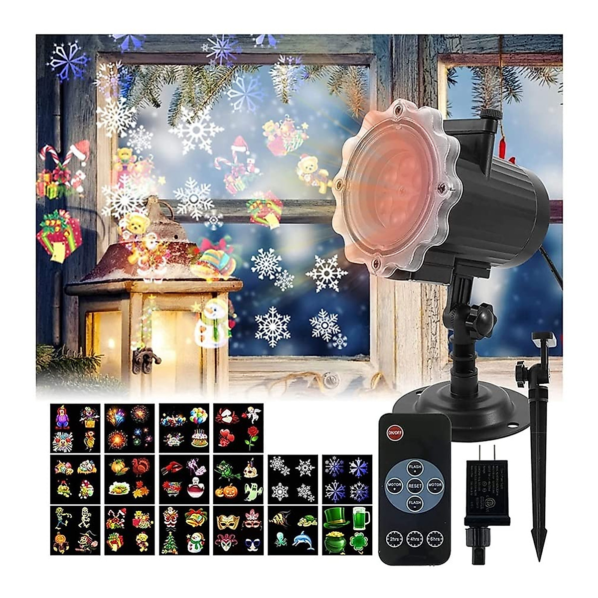 BETDET LED Outdoor Lights Christmas Projector Lights Outdoor with Remote Control 16 Patterns Holiday Projector Landscape Light Xmas Decorations for Garden Valentine Birthday Home Party 11.24