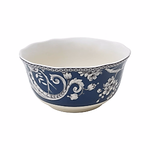 222 Fifth Adelaide 16-Piece Porcelain Dinnerware Set with Round Plates, Bowls, and Mugs, Dark Blue