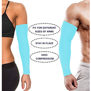 BUBBLELIME UV Sun Protection Cooling Arm Sleeves for Men Women UPF 50 Compression Sleeves - BLUE X-Large