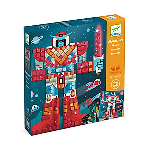 DJECO Space Battle Sticker Mosaic Kit - Craft Your Own Space Battle Scene for School or Gifts - Fun & Creative for Family & Friends, Boys & Girls, Mosaic Art Craft Kit for Kids 5+ - Multi