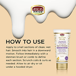 African Pride Moisture Miracle Gel n' Cream - 3-In-1 Curl Training System, Defines Curls, Holds Shape, Hydrates, Adds Shine, Contains Flaxseed Oil & Shea Butter, Defines & Elongates, 6 oz