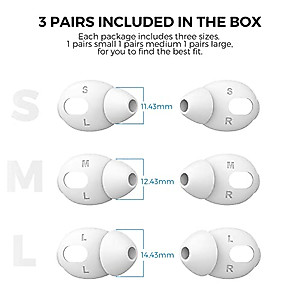 AhaStyle 3 Pairs AirPods 3 Ear Tips Silicone Earbuds Cover [Not Fit in The Charging Case] Compatible with Apple AirPods 3 2021 (Large+Medium+Small, White)