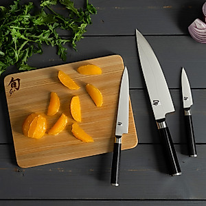 Shun Cutlery Classic 3 Piece Starter Set, Includes 8" Chef's, 3.5" Paring, 6" Utility Knife, Handcrafted Japanese Kitchen Knives, 3 sizes