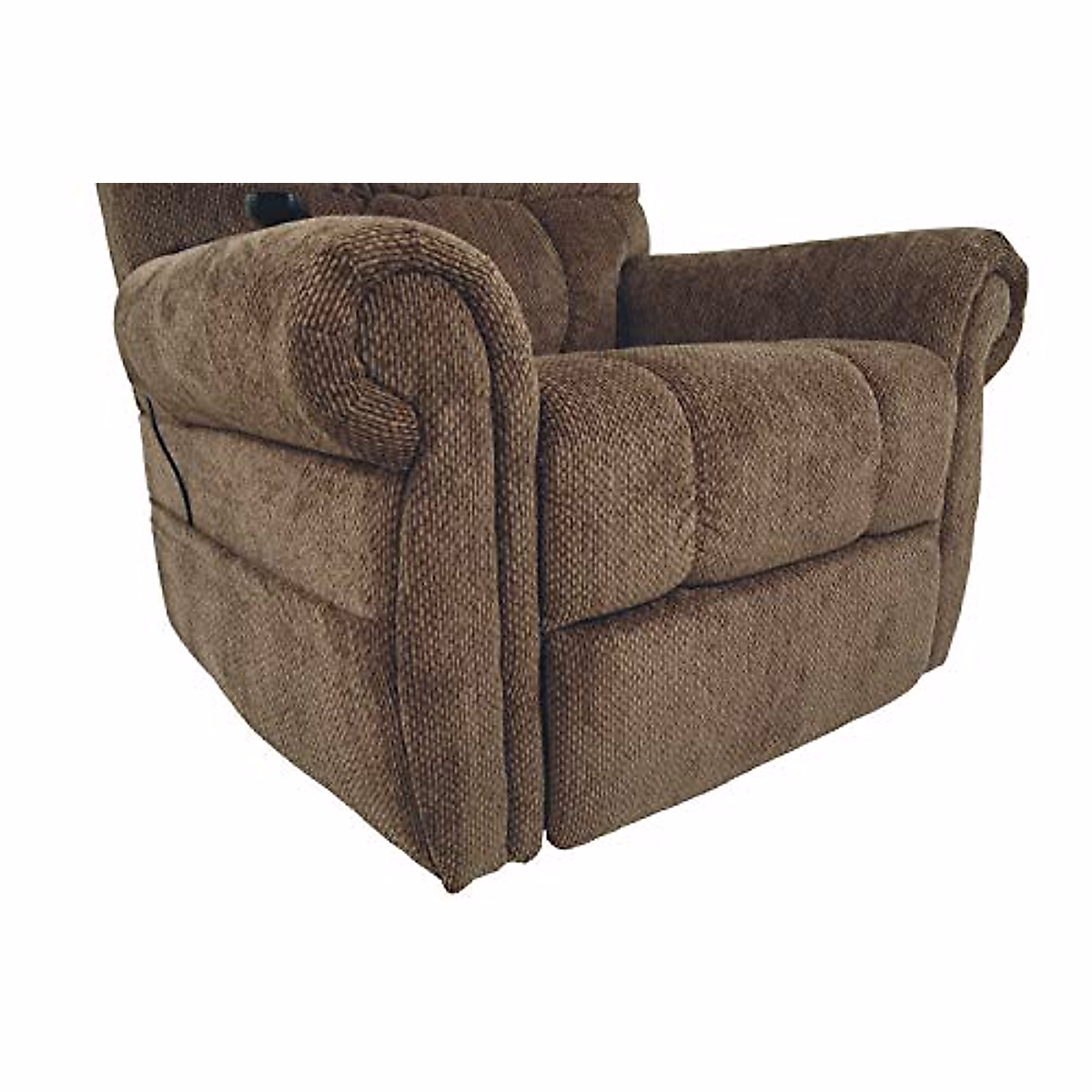 Signature Design by Ashley Ernestine Upholstered Power Lift Adjustable Oversized Recliner, Brown